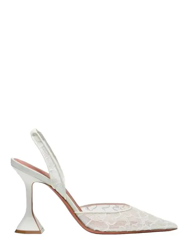 Amina Muaddi Holli Floral-lace Slingback Pumps - White