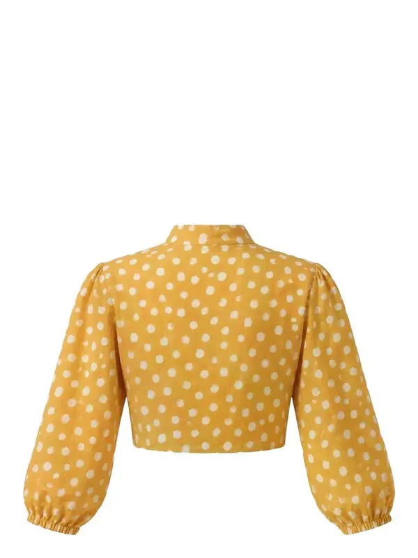 ADRIANA DEGREAS Polka-dot Tie-fastening Blouse - Yellow