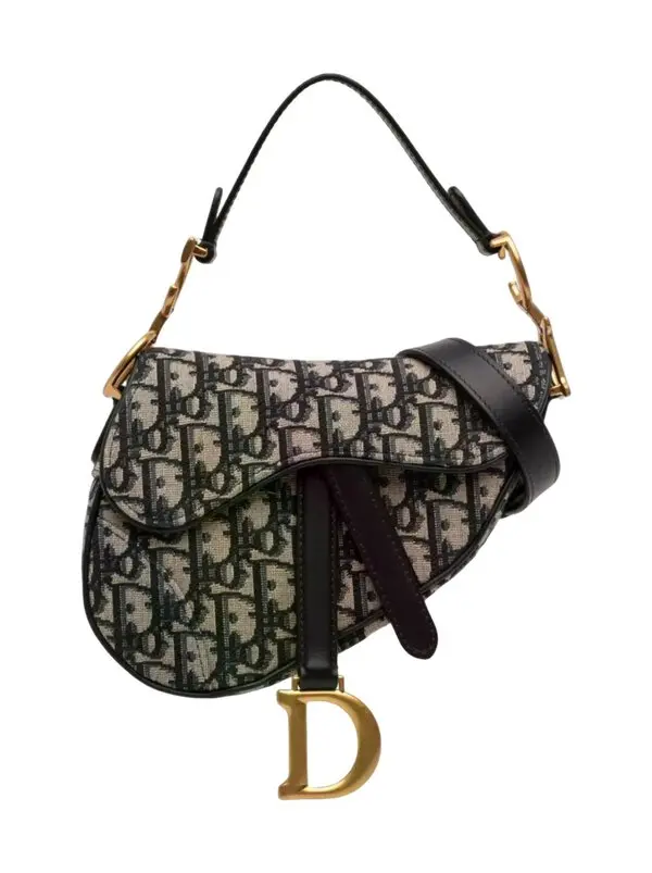 Dior 2024 Mini Oblique Canvas Saddle Bag Satchel - Blue