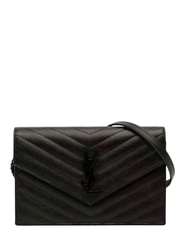Saint Laurent Cassandre Envelope Chain Wallet Crossbody Bag - Black