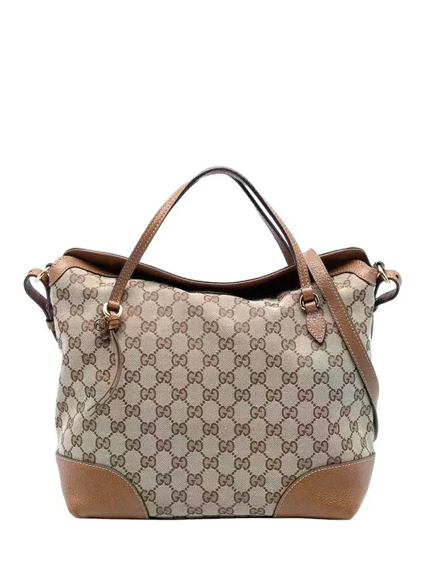 Gucci Gg Canvas Bree Fold Over Tote Satchel - Neutrals