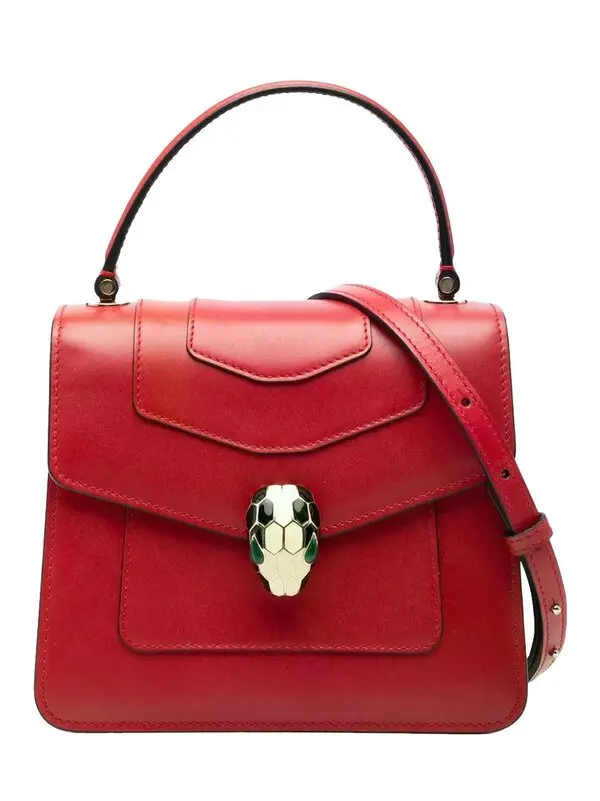 BVLGARI Serpenti Forever Top Handle Bag Satchel - Red