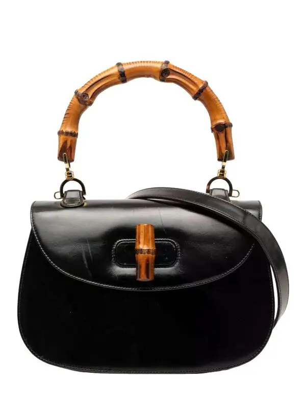 Gucci Calfskin Bamboo Night Satchel - Black