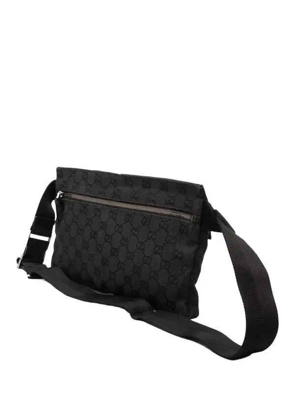 Gucci Gg Canvas Double Pocket Belt Bag - Black
