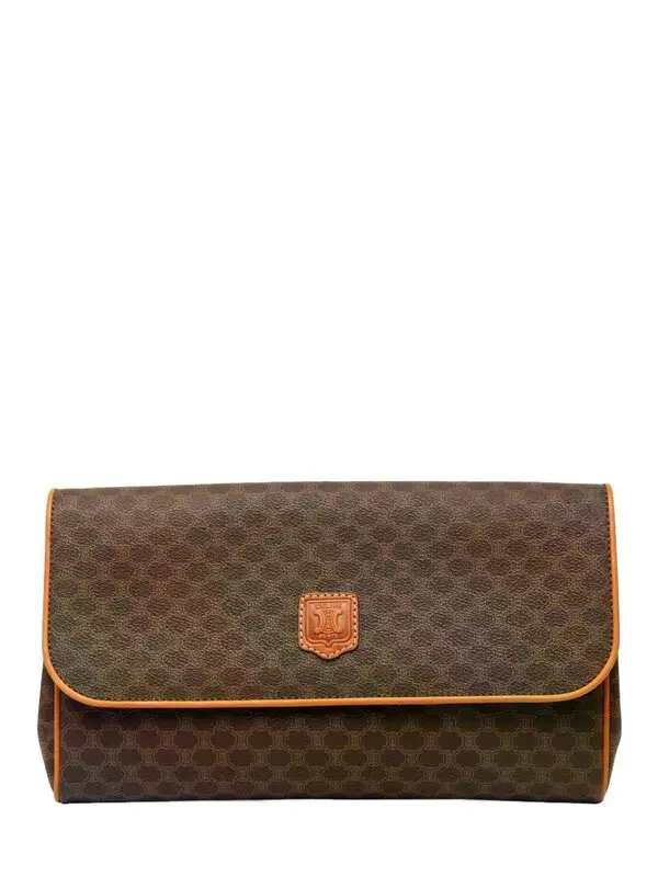 Celine Macadam Coated Canvas Clutch Bag - Brown