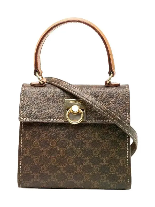 Celine Mini Macadam Coated Canvas Top Handle Bag - Brown