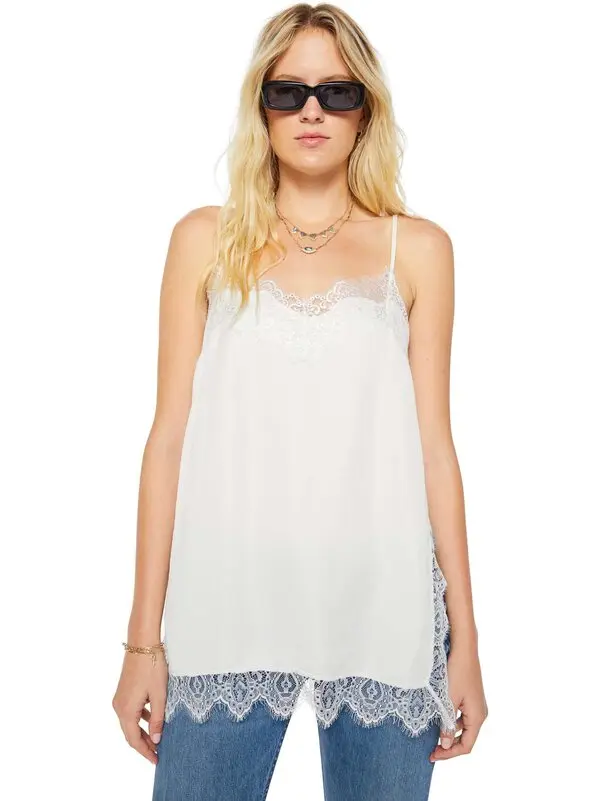 MOTHER The Sweettalker Lace Trim Slip Top - White