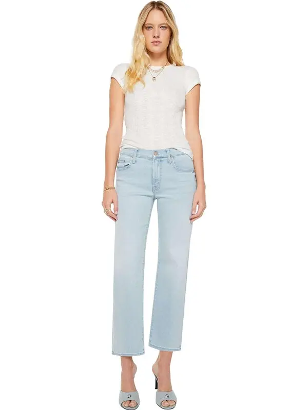 MOTHER Mid Rise Rambler Zip Ankle Jeans - Light Blue