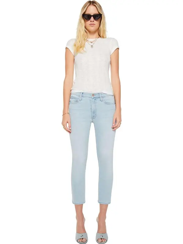 MOTHER The Mid Rise Dazzler Crop Jeans - Light Blue