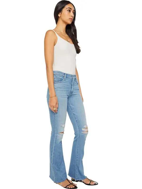 MOTHER The Weekender Fray Jeans In Chaos Is Calling - Blue