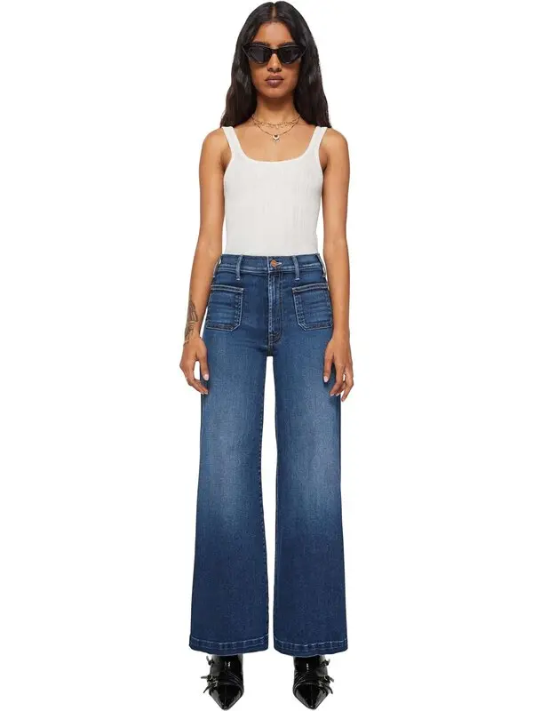 MOTHER Petites The Lil Hustler Roller Patch Pocket Jeans - Blue
