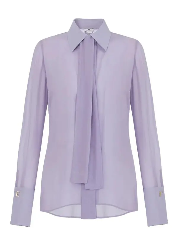 Elisabetta Franchi Crepe Bow-tie Cuff Detail Shirt - Lavender