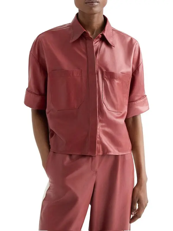 TWP Paper Leather Shirt - Karanda Red