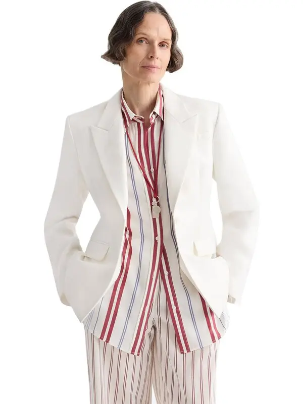 TWP Jasper Blazer In Chintzed Linen - Ivory