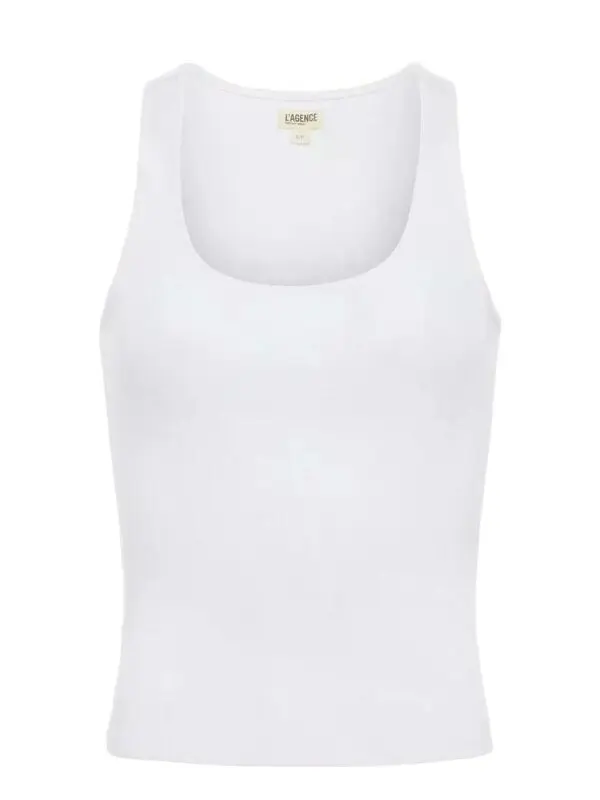 L'Agence Adira Scoop-neck Ribbed Knit Tank Top - White