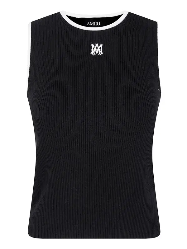 Amiri Rib Knit Logo Tank Top - Black
