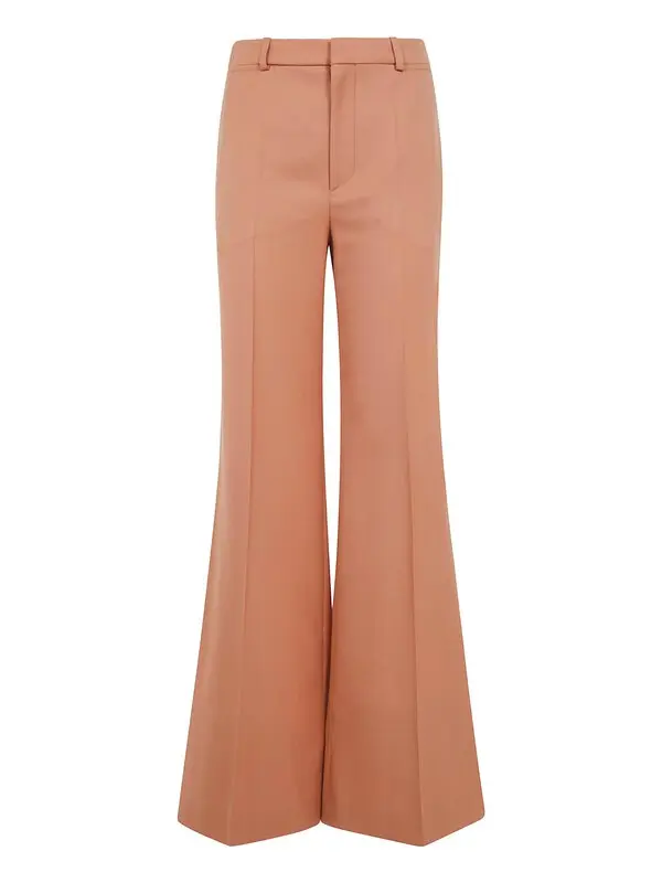 Chloé Flare Leg Wool Gabardine Trousers - Red