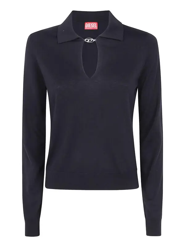 DIESEL® Silk Blend V-neck Top - Black