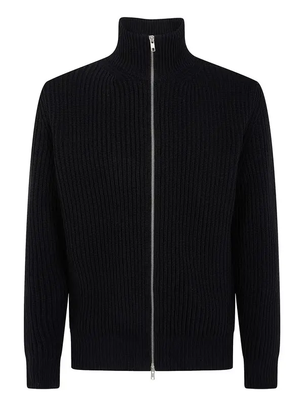 MAISON MARGIELA Full Zip Ribbed Wool Jacket - Black