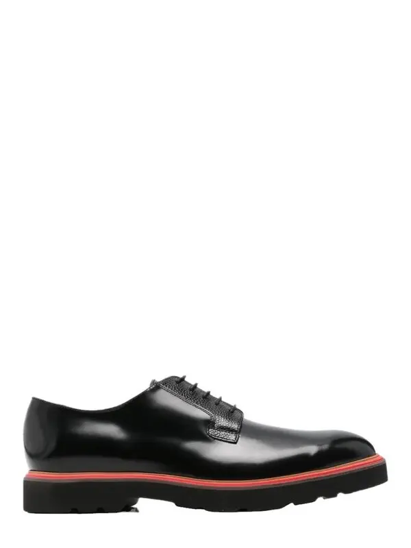 Paul Smith Ras" High Shine Leather Derby Shoes With Red Trim - Black