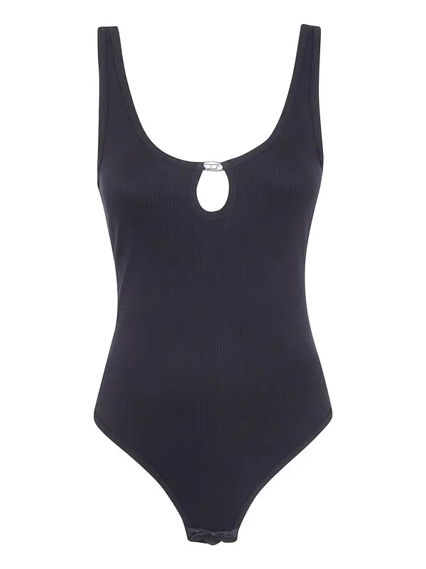 DIESEL® Ribbed Cotton Body With Keyhole Detail - Black