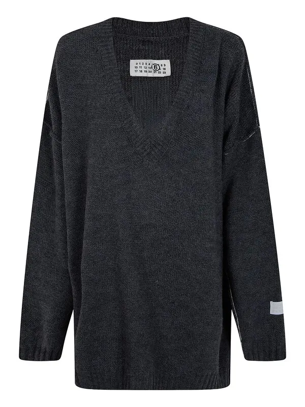 MAISON MARGIELA Oversized V-neck Sweater - Gray