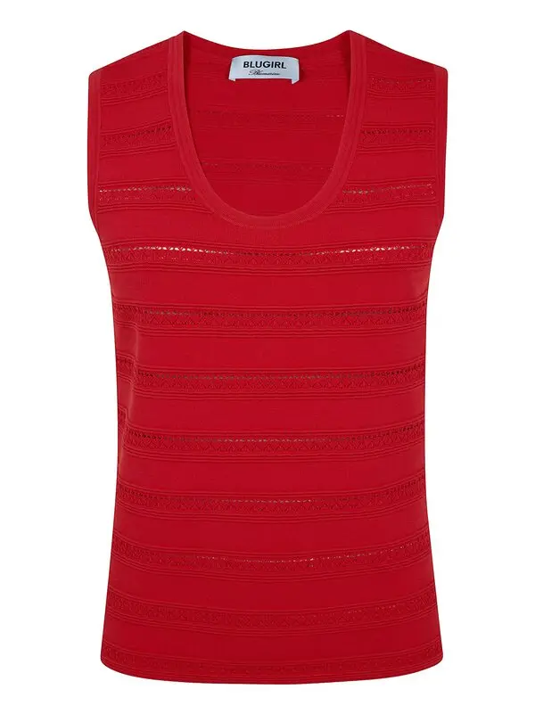 BLUGIRL Viscose V-neck Top - Red