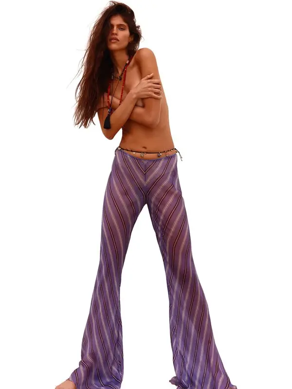 RAT & BOA Sonni Pinstriped Flare Trousers - Purple