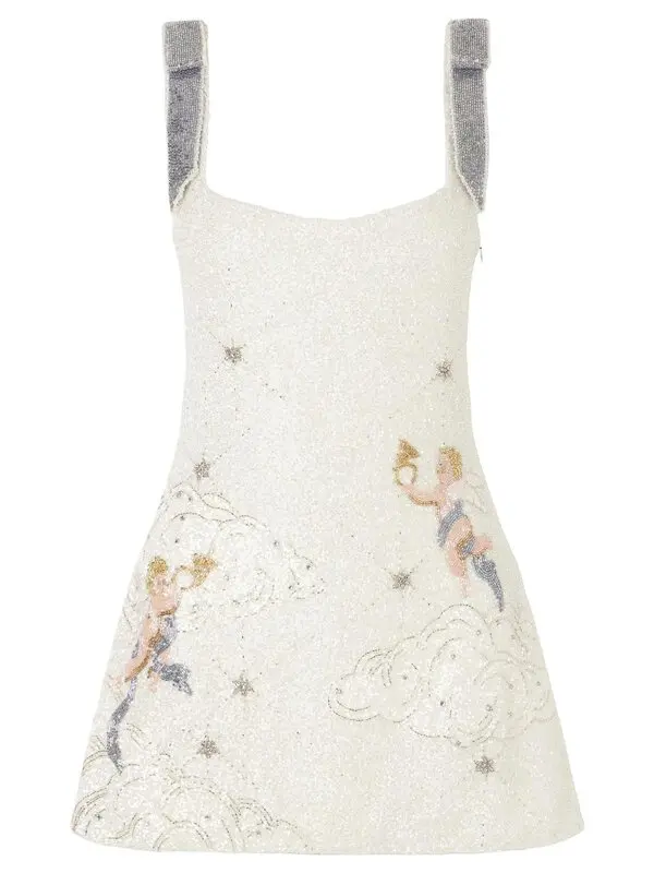 CLIO PEPPIATT Cupid Embellished Tulle Mini Dress - White