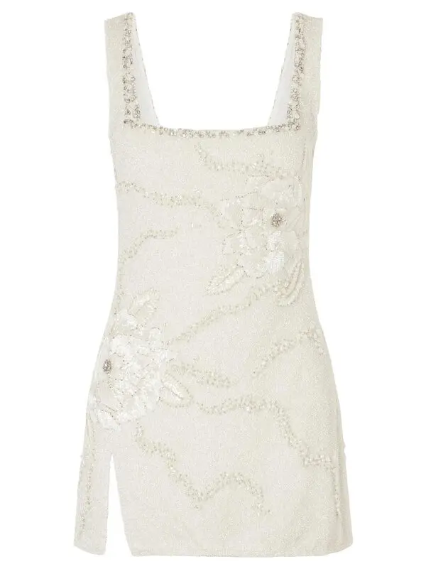 CLIO PEPPIATT Embellished Tulle Mini Dress - Neutrals