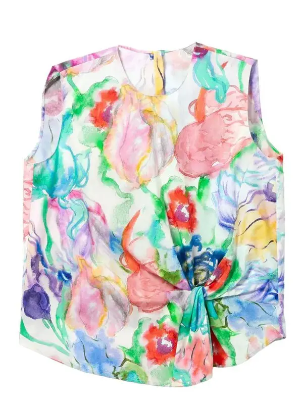 JNBY Floral-print Sleeveless Blouse - Blue