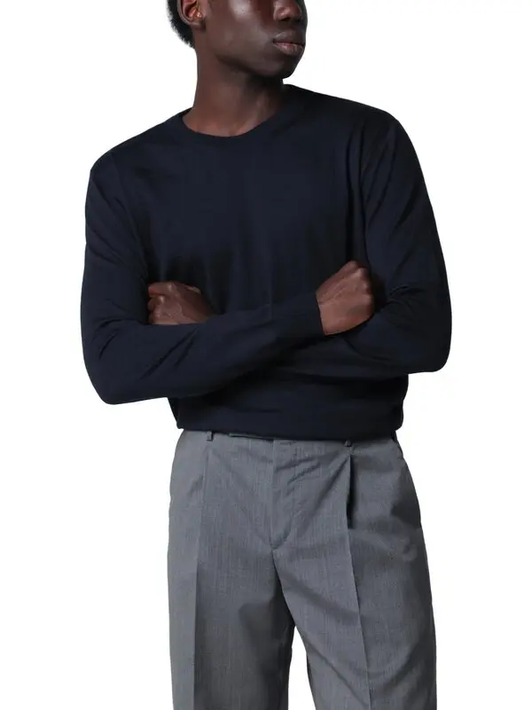 Valentino Garavani Navy Wool Crewneck Sweater - Blue