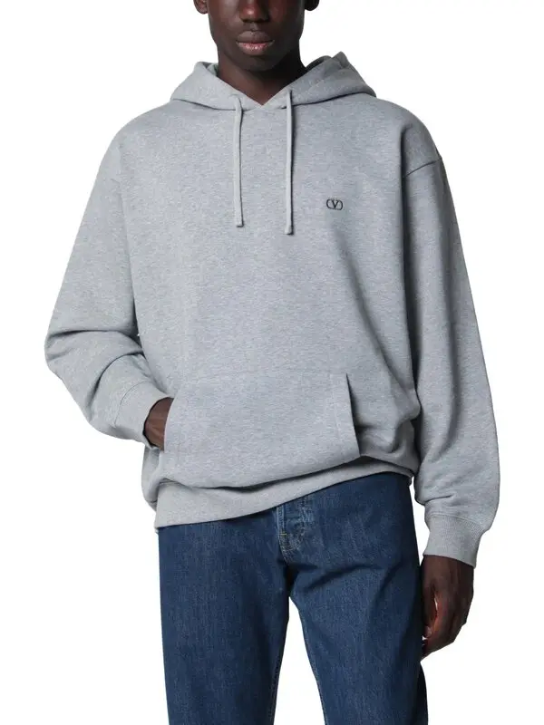 Valentino Garavani Vlogo Signature Embroidered Hoodie - Grey