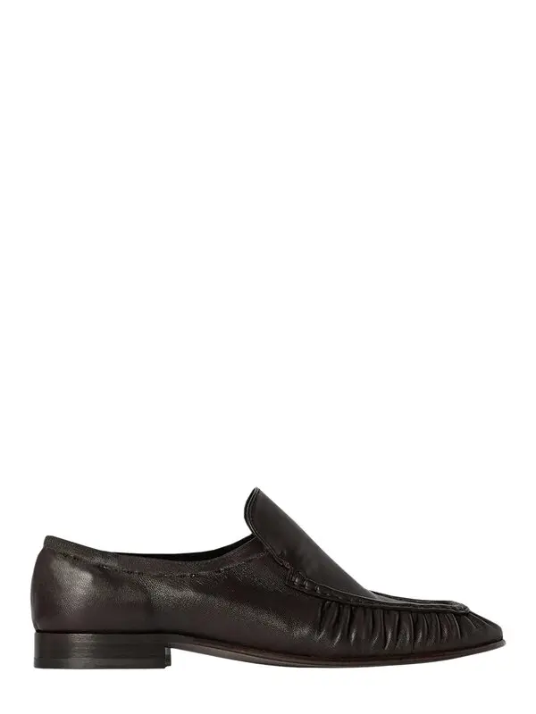 THE ROW Two Soft Nappa Leather Loafers In Lacquer - Brown