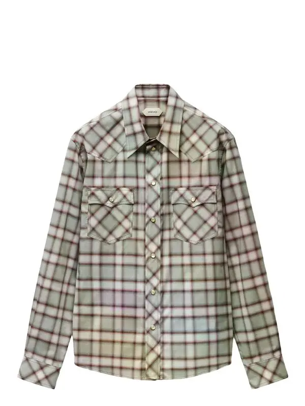 Versace Check-print Western-yoke Shirt - Green