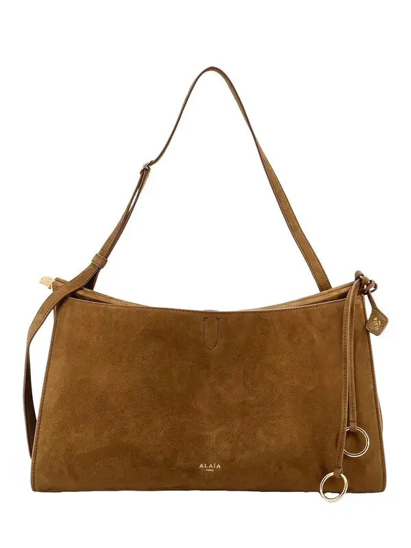 Alaïa Le Click Pocket 35 Shoulder Bag In Suede - Green