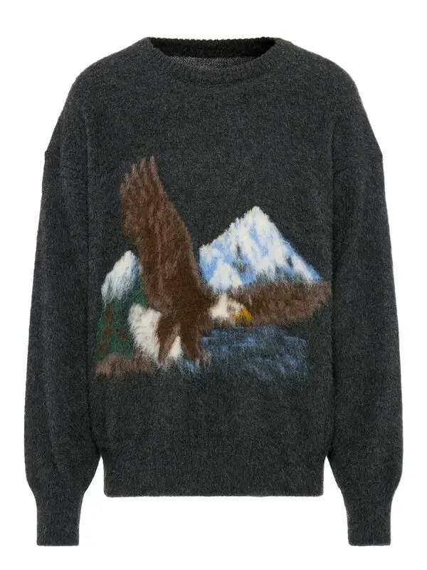 MAISON MARGIELA Eagle & Mountain Appliqué Wool Sweater - Grey