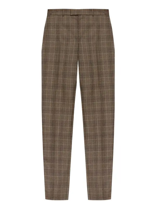 Alexander McQueen Wool Plaid Trousers - Brown