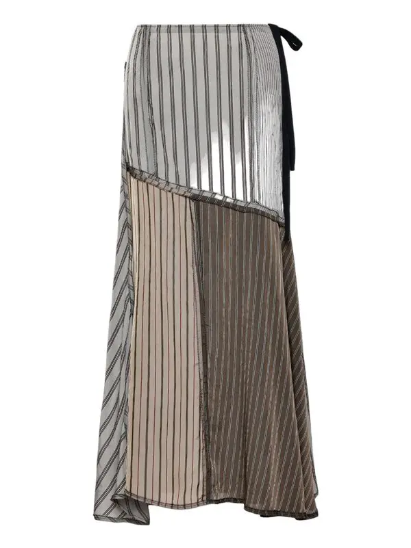 MAISON MARGIELA Maxi Skirt With Raw Hem And Asymmetrical Panels - Grey