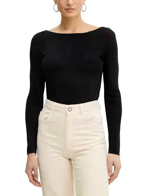 Armani Exchange Ribbed Long-sleeve Sweater - Black