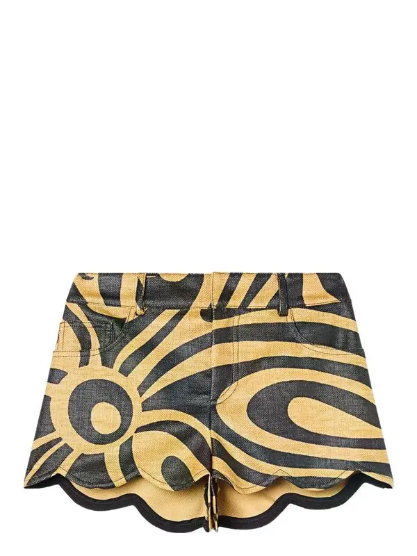 Emilio Pucci Raffia Jacquard Scallop Trim Shorts - Neutrals