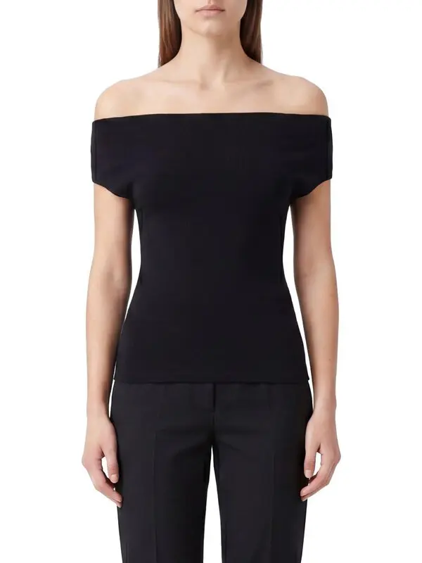 SEMICOUTURE Off-the-shoulder Jersey Top - Black