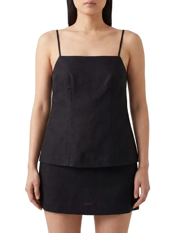 SEMICOUTURE Sleeveless Square Neck Top - Black
