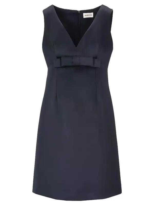 P.a.r.o.s.h Navy Bow Detail V-neck Dress - Blue