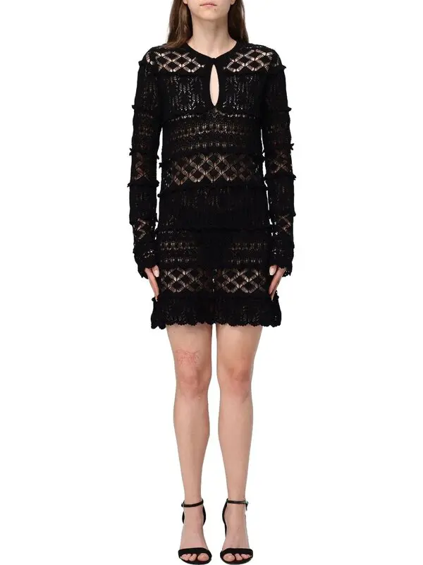 SEMICOUTURE Crochet Lace Dress - Black