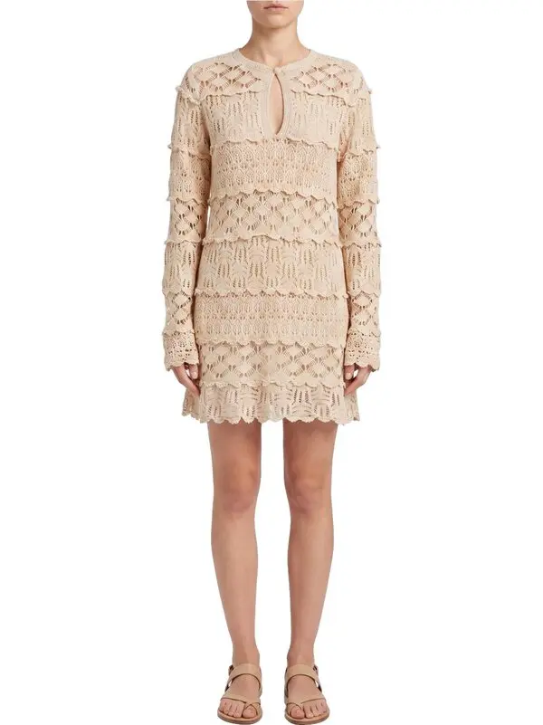 SEMICOUTURE Crochet Knit Mini Dress - White