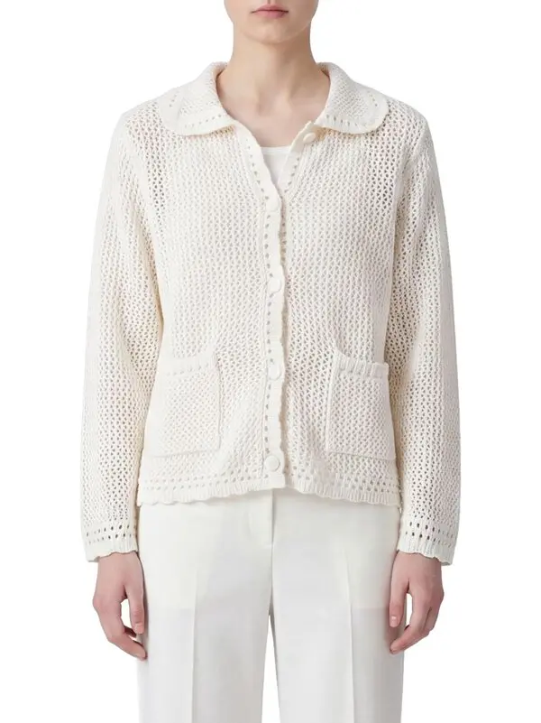 DUNST Linen And Cotton Blend Crochet Cardigan - Ivory