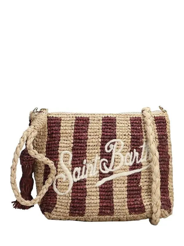 MC2 SAINT BARTH Mini Crochet Raffia Bag With Tassels - Beige