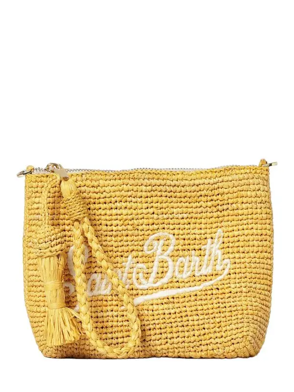 MC2 SAINT BARTH Mini Crochet Raffia Bag With Tassels - Yellow
