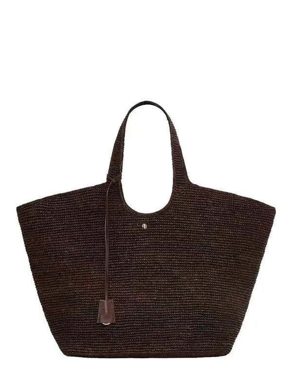 ANINE BING Lili Woven Raffia Tote Bag - Brown